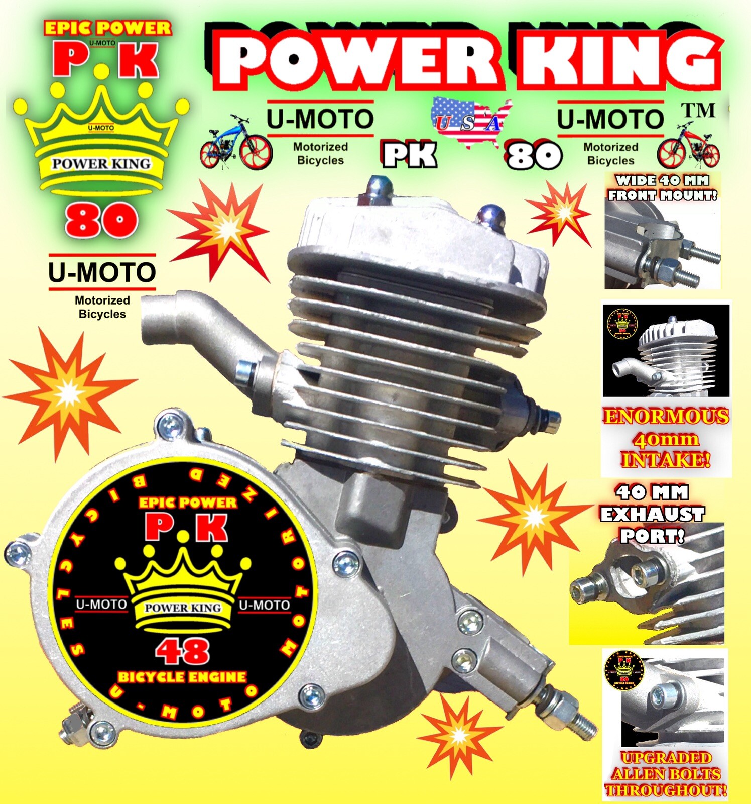 MOST POWERFUL 2-STROKE 66cc/80cc MOTORIZED BIKE ENGINE ONLY FOR KITS ...