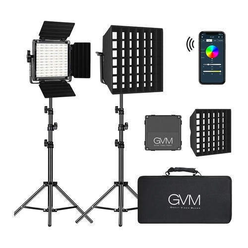 GVM 800D 2L - 40 Watt RGB LED Light Panel (2-Light Kit) Studio Lighting ...