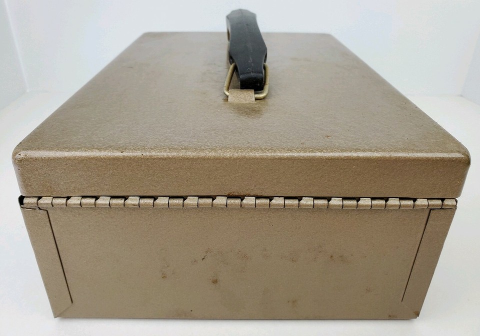 Vintage Rockaway Metal Strongbox Deed Document Cash Safe Lock Box With ...