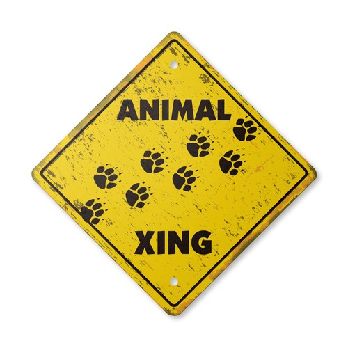 Animal Vintage Crossing Sign Xing Plastic Rustic love zoo cat dog bird ...