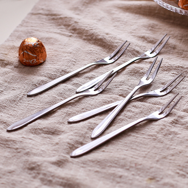 6pcs creative stainless steel fruit sign two tooth fork cake dessert ...