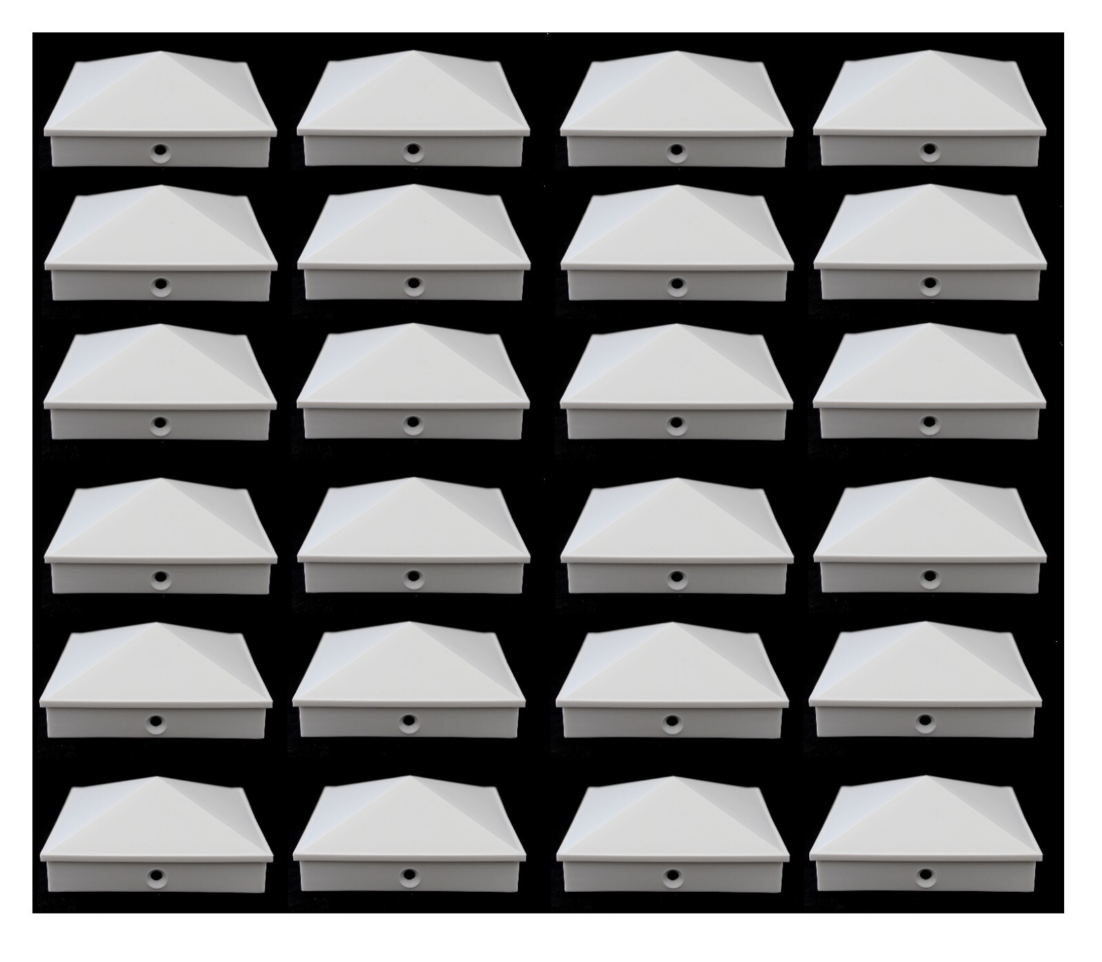 5x5 Nominal (4-1/2"x4-1/2") White Plastic Pyramid Fence Cap 8, 16, 24 ...