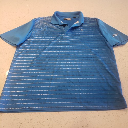 Men's Callaway Opti Dri Blue Golf Polo Shirt Top Large Blue Short ...