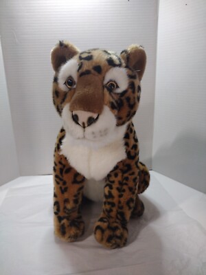 Leopard Cheetah Stuffed Animal Plush LARGE Realistic Jaguar Cat 17" | eBay
