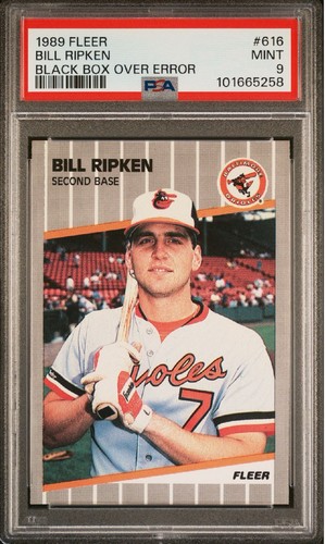 1989 Fleer BILL BILLY RIPKEN PSA 9 MINT Rookie Card RC #616 Black Box ...