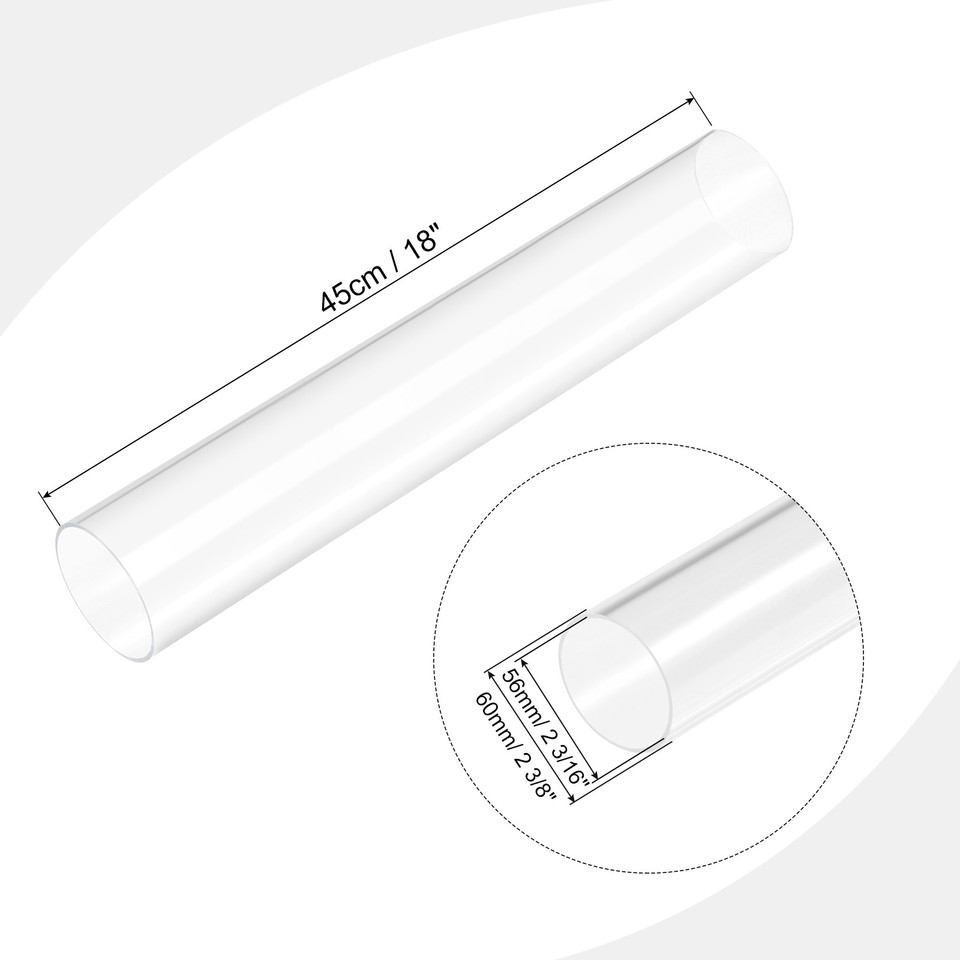 56mm ID 60mm OD 18" Acrylic Pipe Clear Rigid Round Tube for Water ...