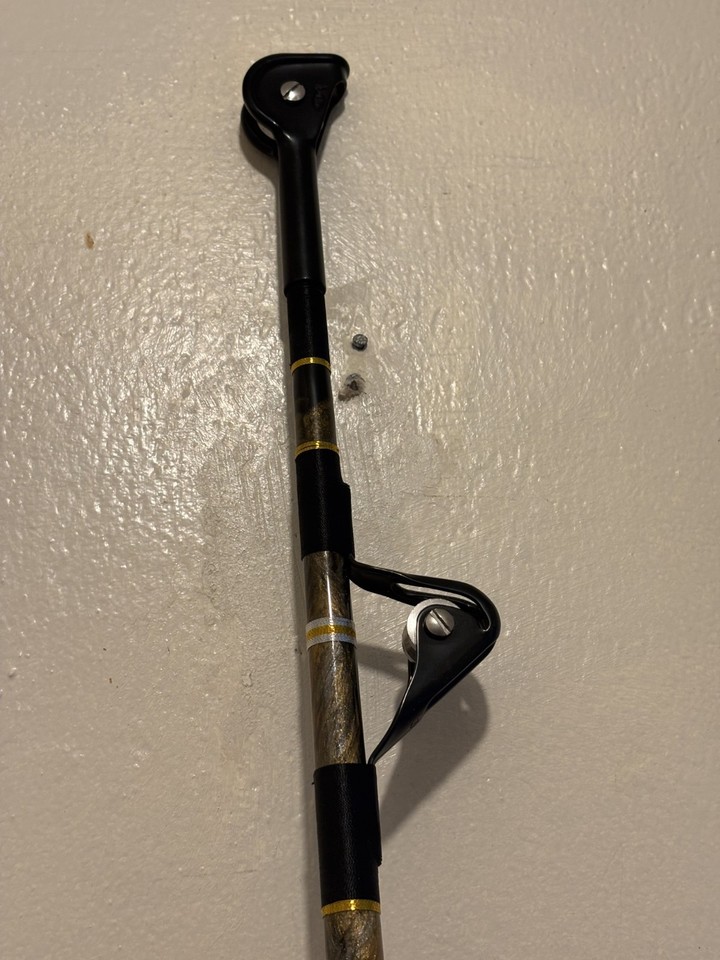 CUSTOM CONV SHARK ROD BLACK GOLD MARB ROD 6' 10" 80-130 PLUS LB AFTCO ...