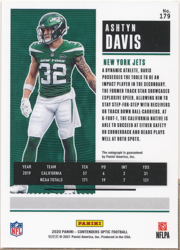 2020 Panini Contenders Optic #179 Ashtyn Davis Rookie Autograph | eBay