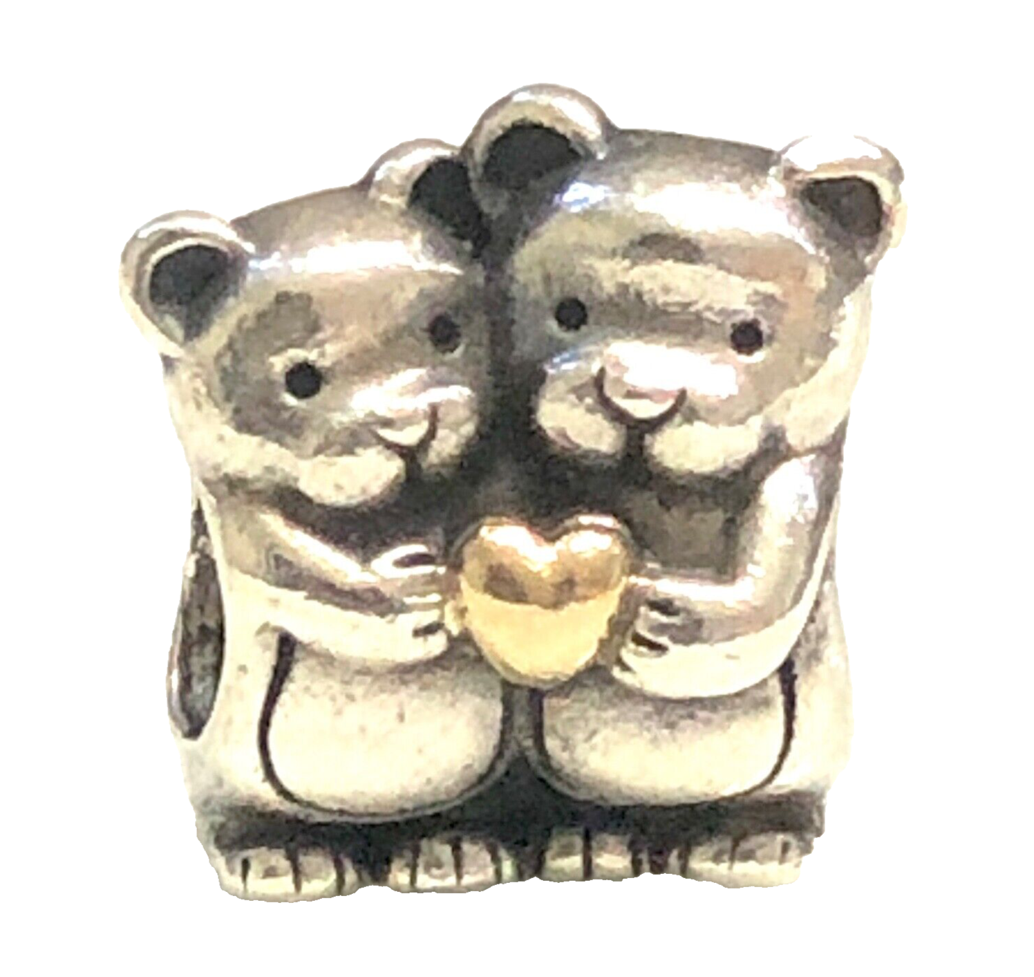 Authentic Pandora Sterling Silver Bear Hug Charm with 14k Heart 791395 ...