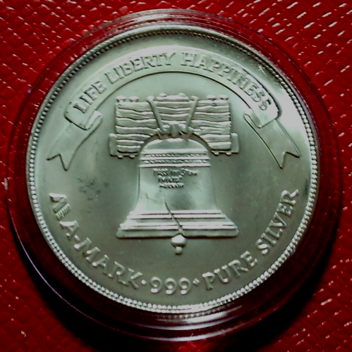 Eagle & Liberty Bell Round-A-Mark-Liberty Silver 1 Troy oz.999 Fine ...