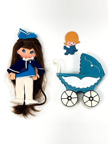 Vintage Flatsy Nancy Doll Nanny Nurse w/ Baby and Buggy Stroller 1969 ...