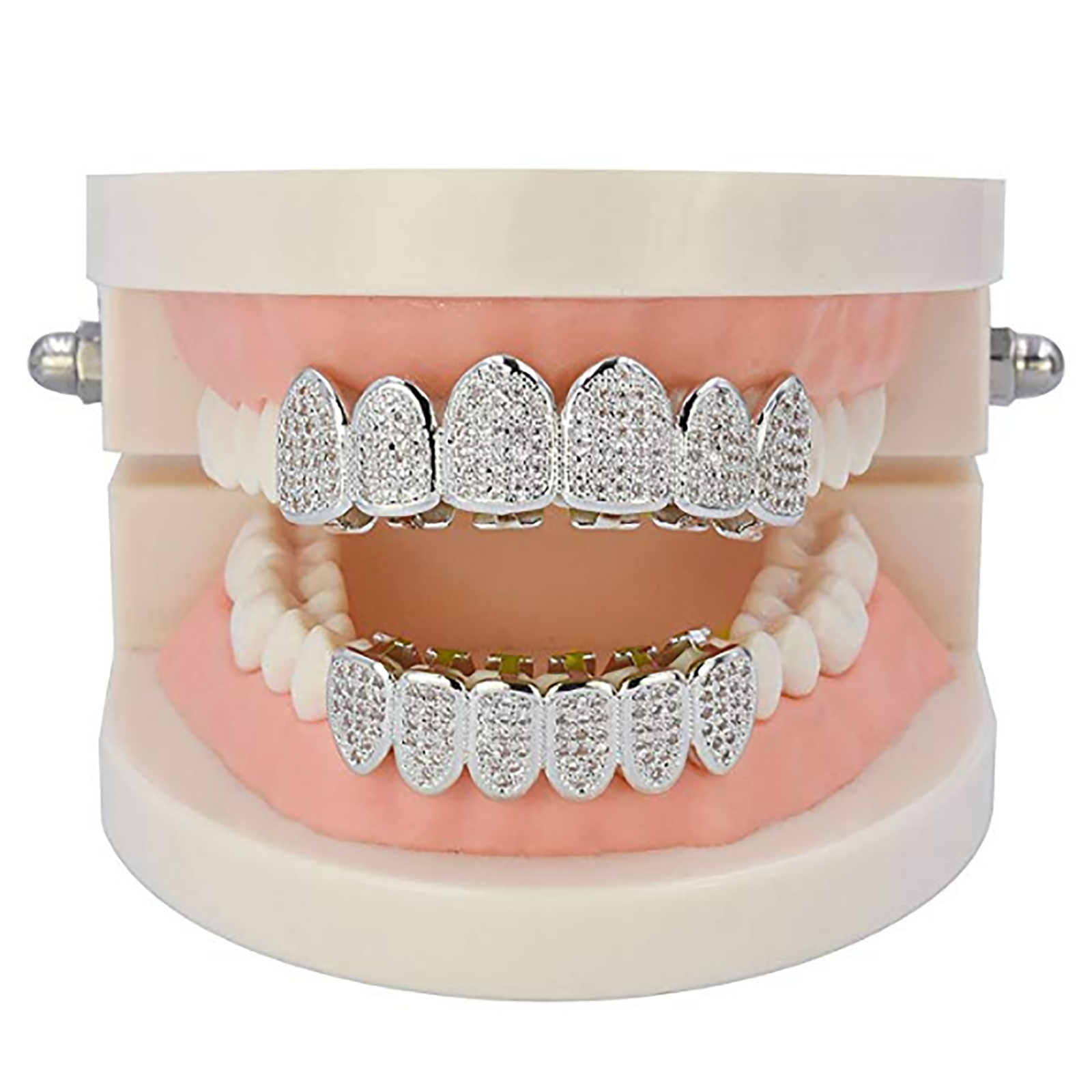 Custom 14K Gold Finish Cluster Custom Slugs Top Bottom GRILLZ Teeth ...