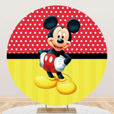 Personalise Round Mickey Mouse Backdrop Cover Birthday Party Background ...