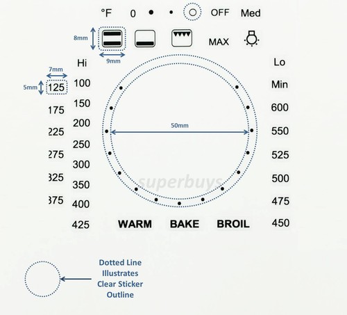Fahrenheit 39pc Custom Oven Temperature Symbols Adhesive Knob Sticker ...