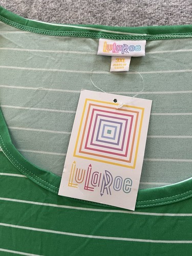 LuLaRoe Women`s Riley Dress 3XL Green With White Stripes Maxi Empire ...
