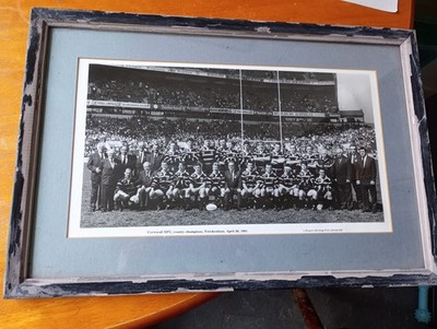 LARGE 15" X 8" FRAMED PHOTO CORNWALL COUNTY RUGBY UNION CHAMPIONS 1991 ...