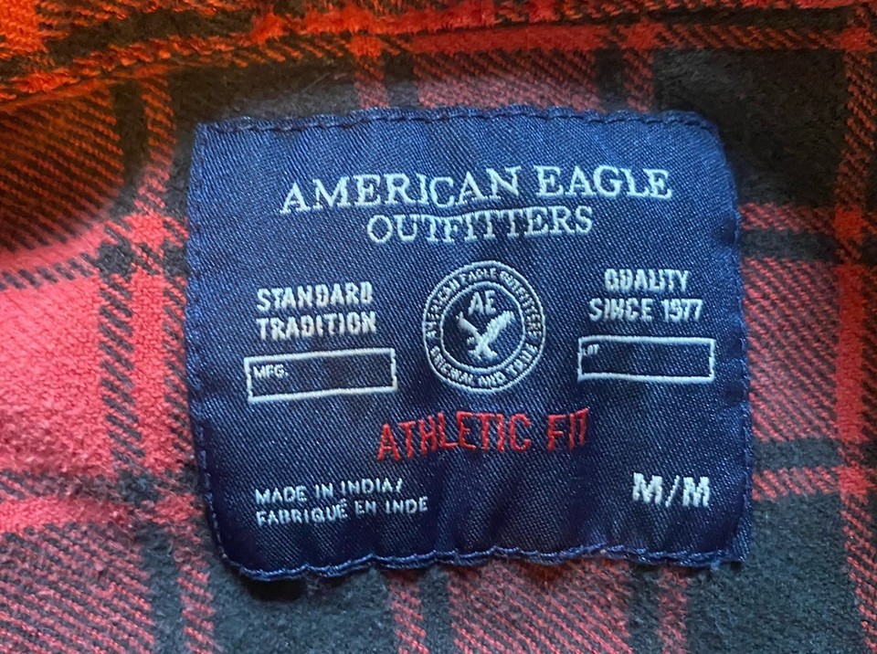 American Eagle Flannel Authentic Fit Men’s M Red Checked Buffalo Plaid ...