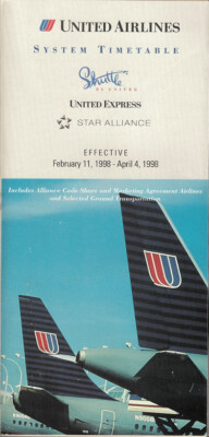 United Airlines system timetable 2/11/98 [3080] Buy 4+ save 25% | eBay