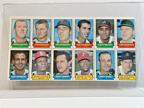 1969 TOPPS STAMP SHEET JIM HUNTER APARICIO HARRELSON RICHIE ALLEN CURT ...