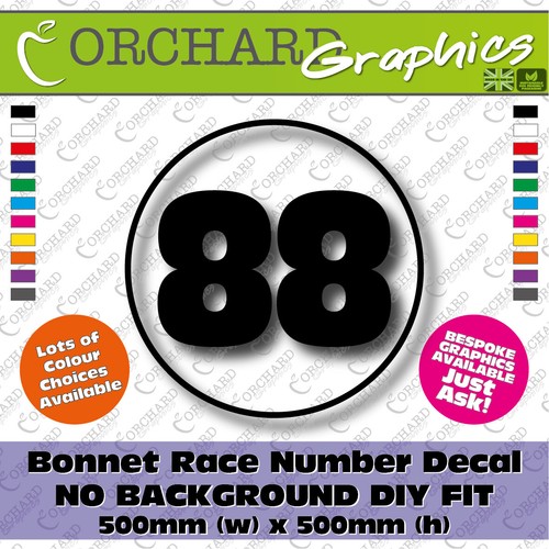 500mm Bonnet Race Car Numbers Rally Track Vinyl Sticker Decal NO ...