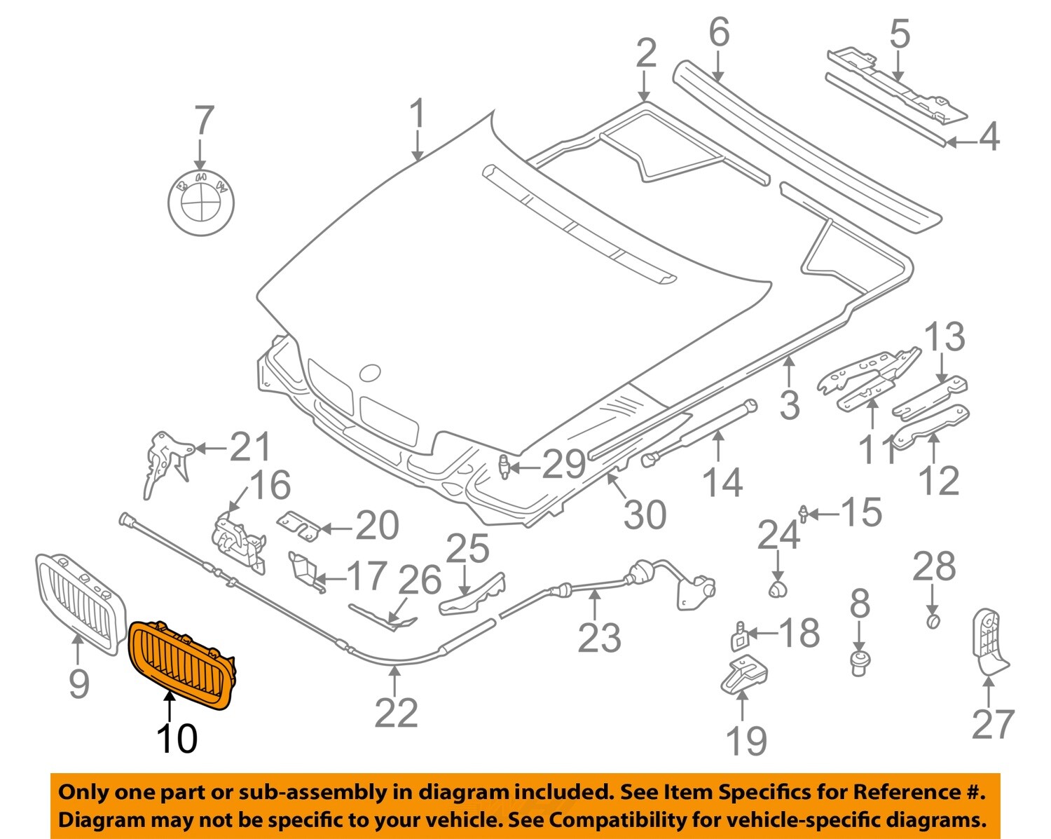 Genuine OEM BMW E38 Sedan Front Radiator Kidney Grille Left 51138231593 ...