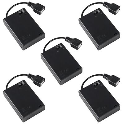 5 Pack 3AA Battery Holder USB Female Socket Battery Case Box Holder ...