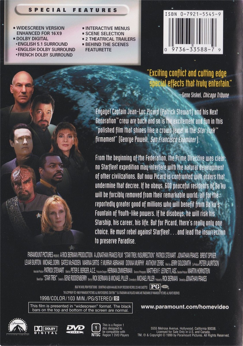 Star Trek Insurrection Dvd Vintage Playmates 1998 Star Trek The Next