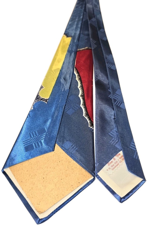 1940s 1950s NOS BOLD BLUE YELLOW RED BELLY WARMER ATOMIC TIE CRAVAT ...