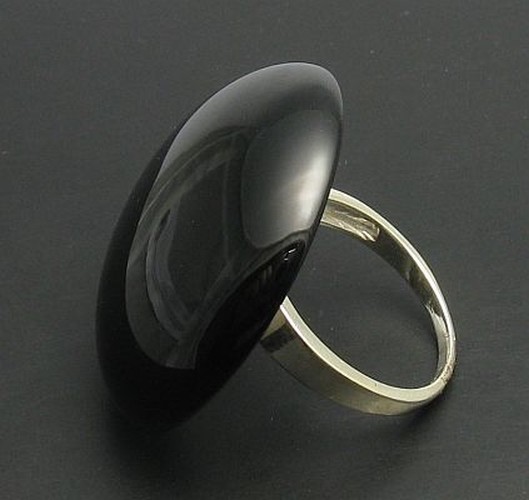 Genuine Sterling Silver Women's Ring Solid 925 With 30mm Round Onyx ...
