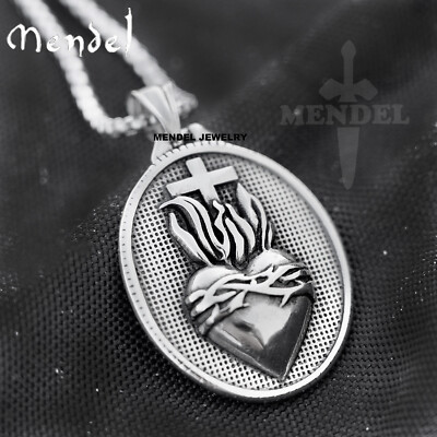 Catholic Sacred Heart of Jesus Medal Medallion Pendant Necklace ...