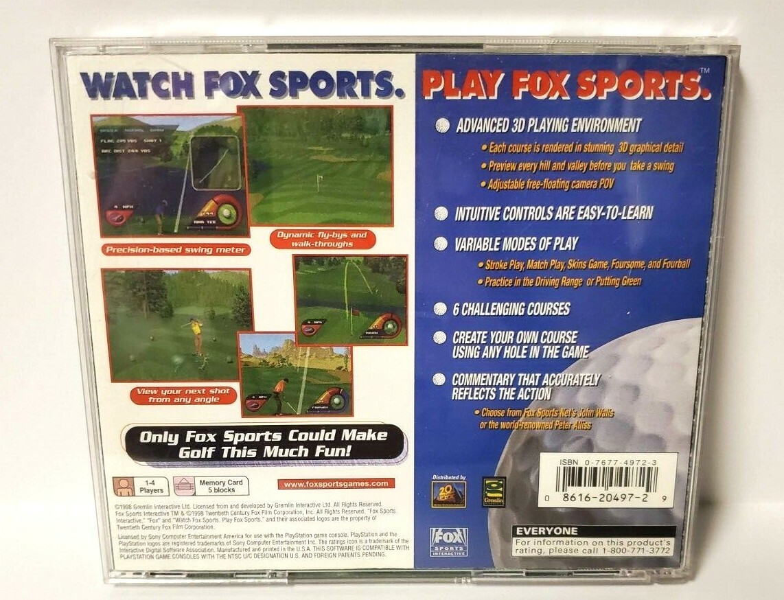 FOX SPORTS GOLF 99 PLAYSTATION PS1 86162049729 | eBay