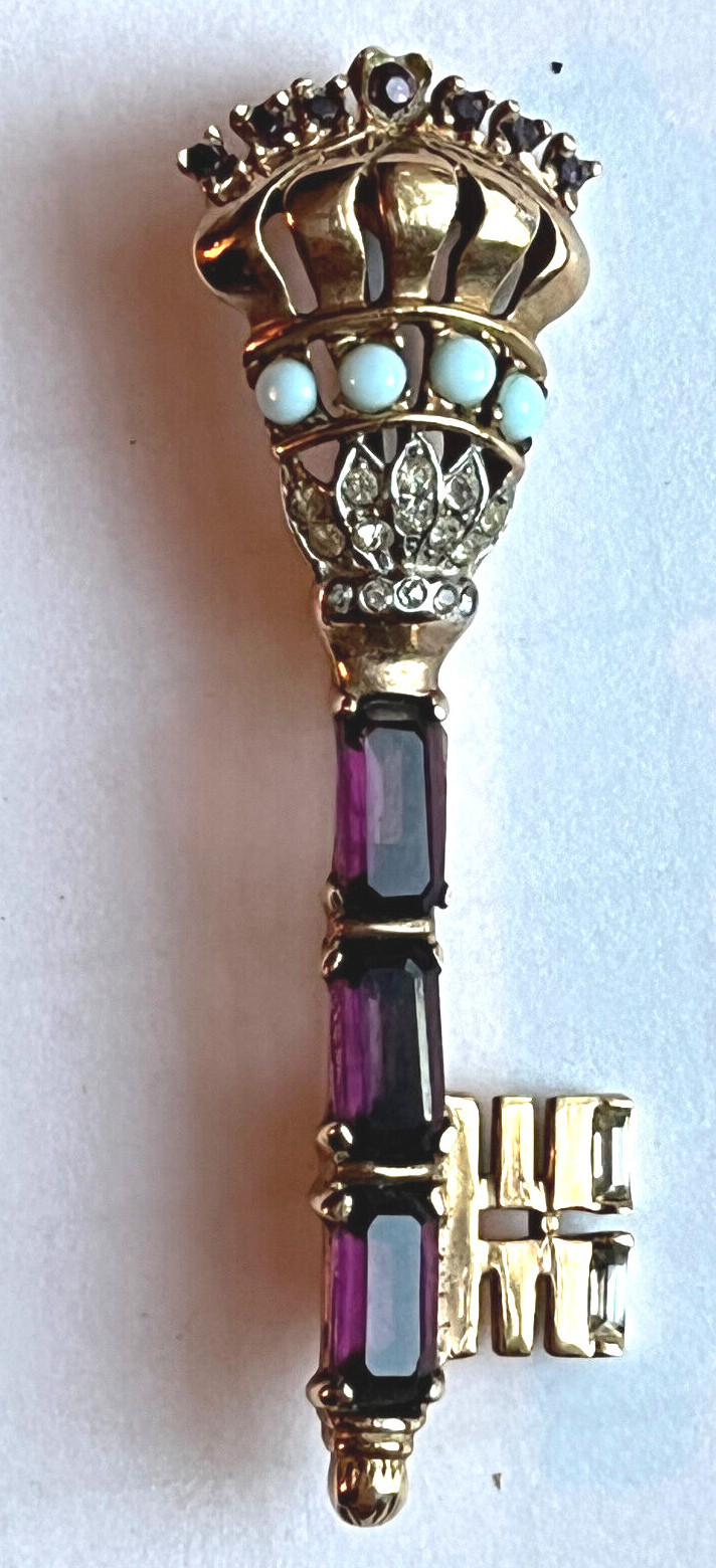 VINTAGE Early Trifari w/stones KEY PIN 1950's by Alf… - Gem