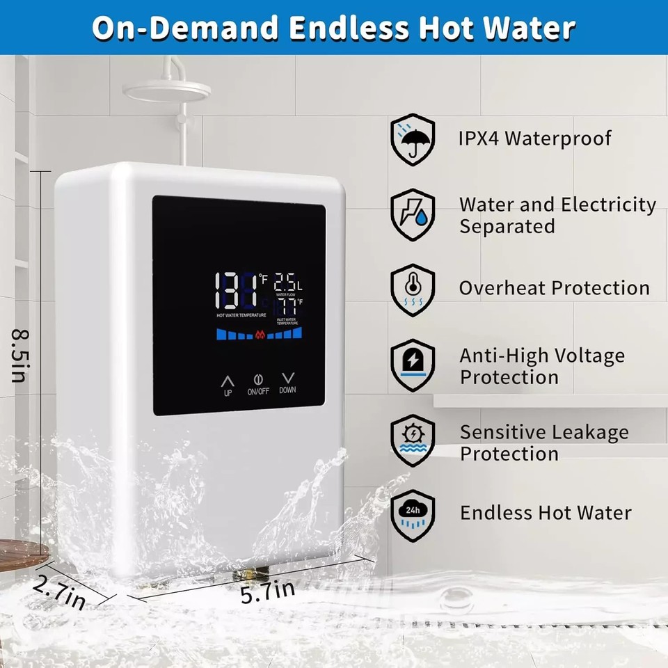 Heater Electric 5500W 110V Instant Hot Water Heater with Remote Control ...