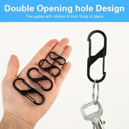 Carabiner Clips (Pack 3,6,9) Double Sided Snap Hook Metal Stainless Key ...