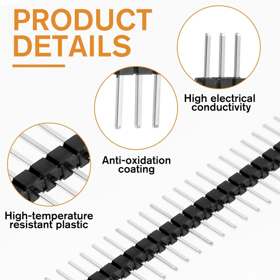 Male Header Pin 2.54 mm 40 Pin Breakaway Strip PCB Connector Breadboard ...