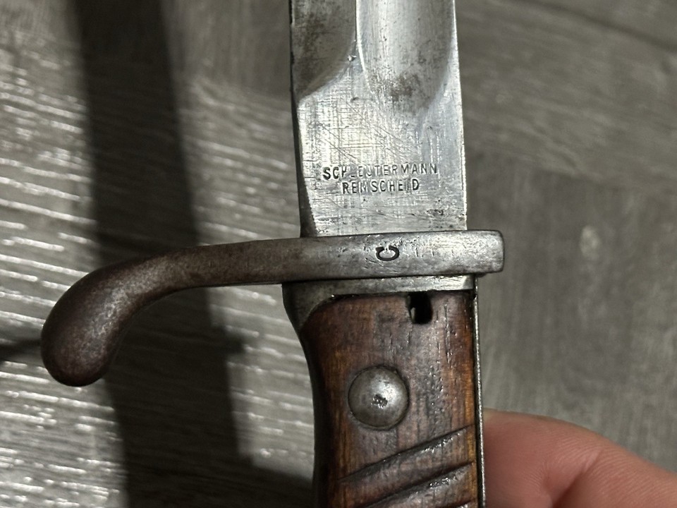 VINTAGE! German Gew 98 Bayonet M1908 Sharp w/Scabbard & Leather Frog | eBay