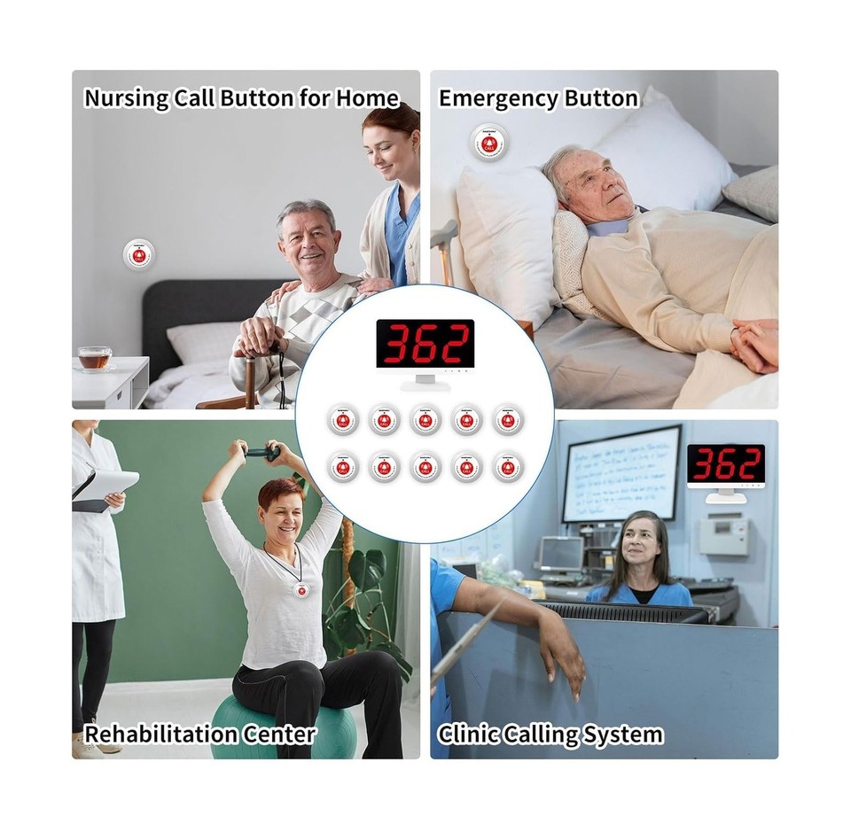 Wireless Emergency Pager Buttons for Medical Office, Call Button for ...