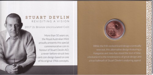 AUSTRALIAN: 2017 2 CENT STUART DEVLIN REVISITING A VISION COIN ON CARD ...