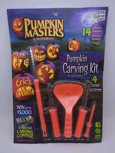 Pumpkin Masters Pumpkin Carving Kit includes 5 tools and 14 patterns ...