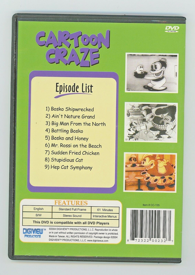 Bosko & Friends Shipwrecked Cartoon Craze DVD 9 Episodes 61 Minutes ...