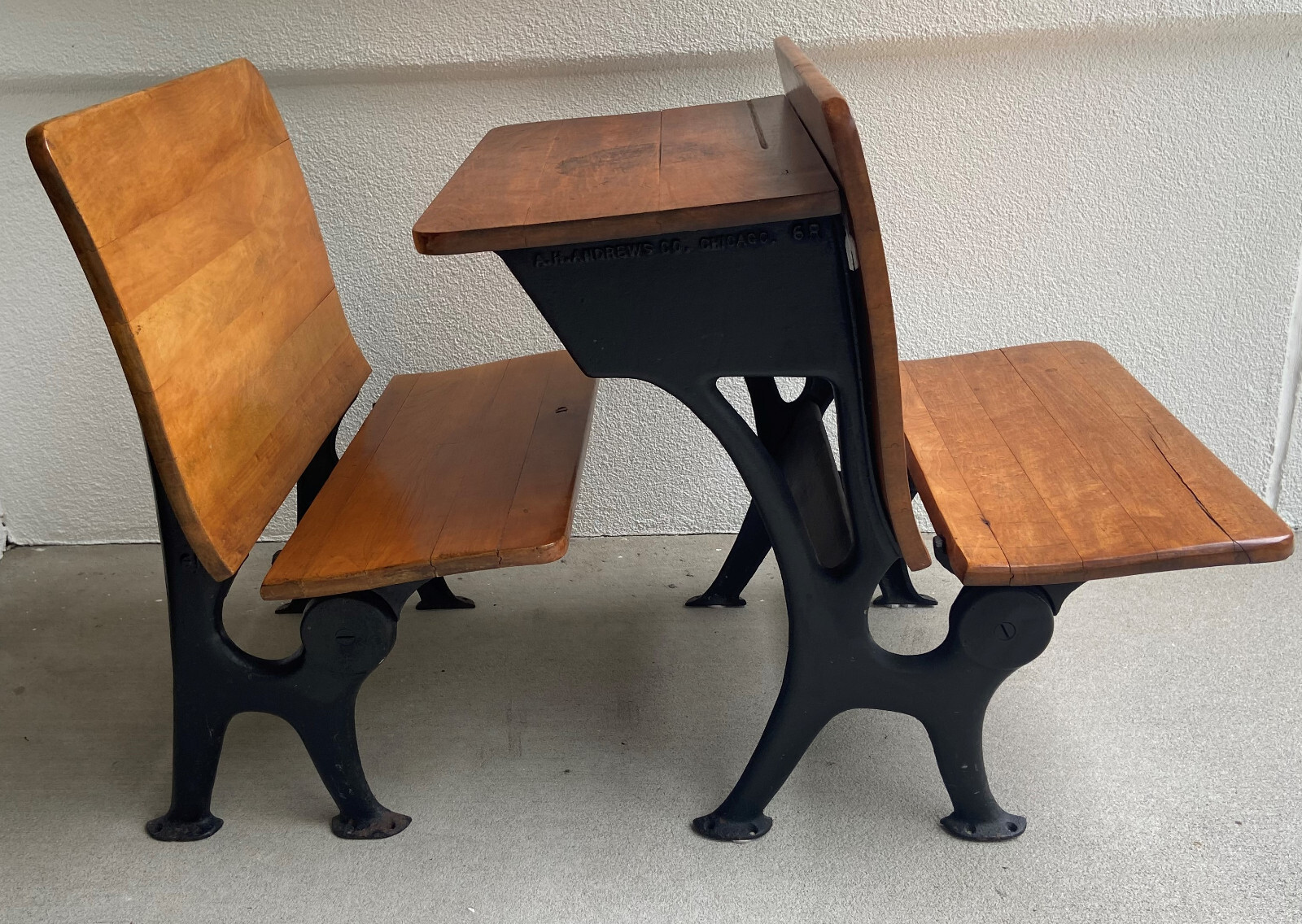 Antique Cast Iron School Desk and Bench (2 pcs) | eBay