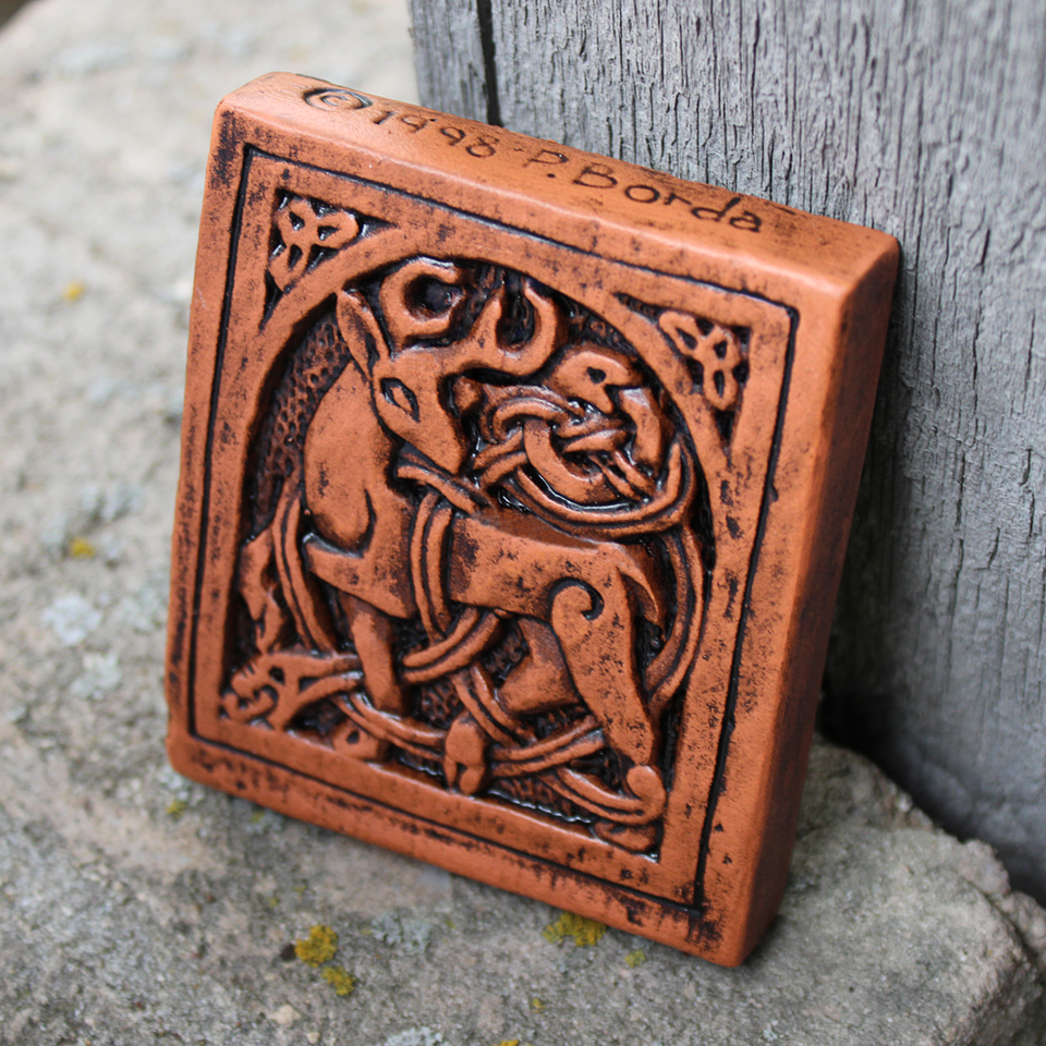Small Celtic Knot Stag Plaque - Dryad Design - Irish Knotwork Deer ...