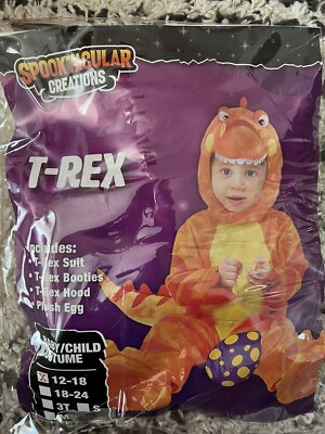 T-Rex Dinosaur Costume Size 12-18 Month Orange Egg Padded Vibrant Soft ...