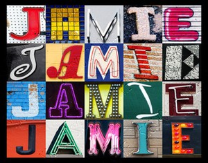 JAMIE Name Poster featuring photos of actual sign letters | eBay