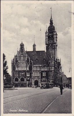uralte AK, Dessau, Rathaus, 1935 Kraftbus Omnibus | eBay