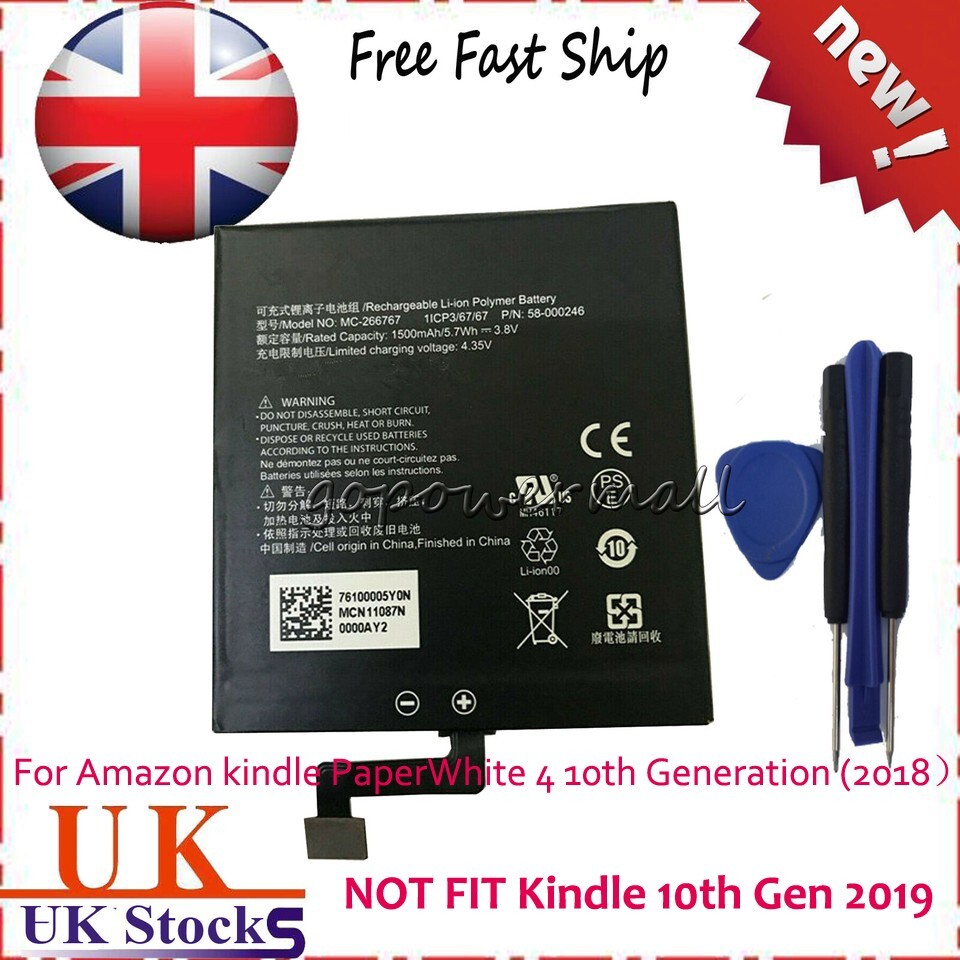 New 1500mAh Tablet Battery MC-266767 For Amazon Kindle Paperwhite 4 ...