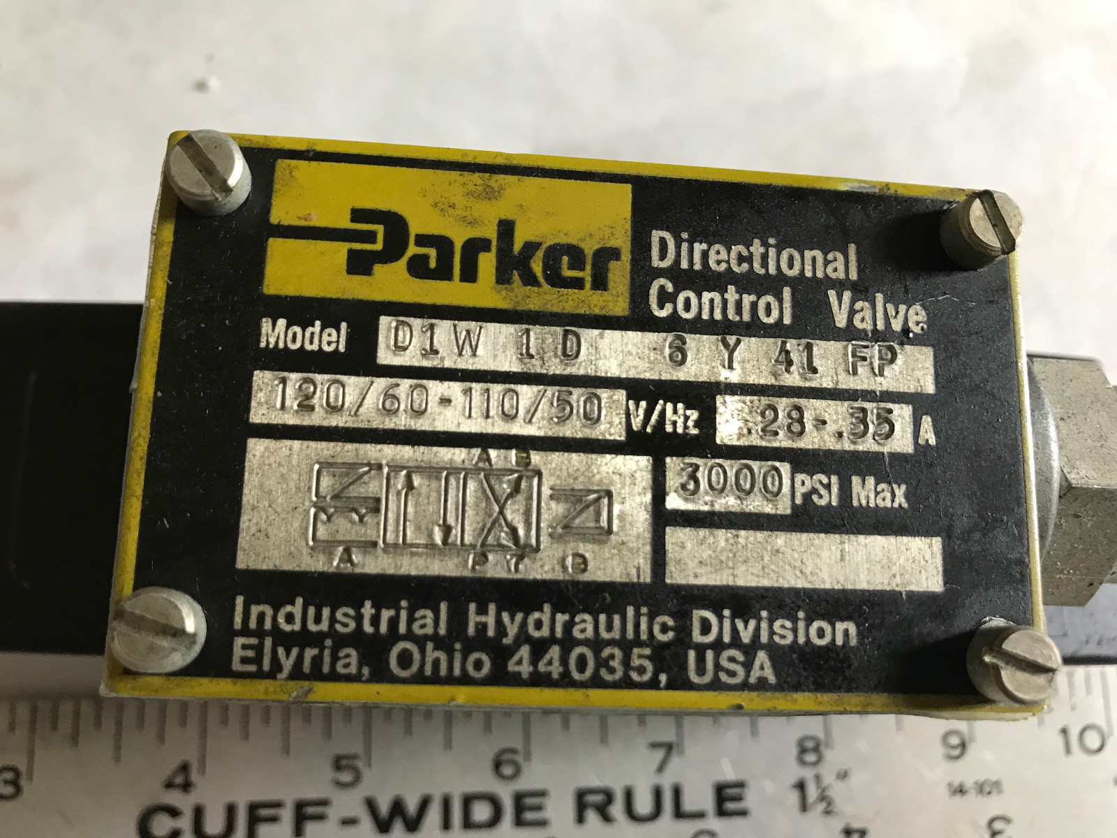NEW PARKER D1W1D6Y41 KU,D1W1 DIRECTIONAL CONTROL HYDRAULIC VALVE ...