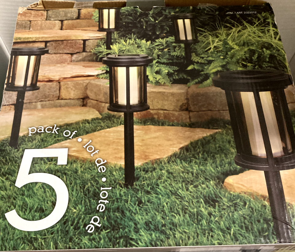 Naturally Solar LED Landscape Pathway Lights- 5 Pack Aluminum Glass 15 ...