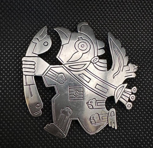925 Sterling Silver vintage WELSCH Peruvian Tribal Bird Hunter Brooch ...