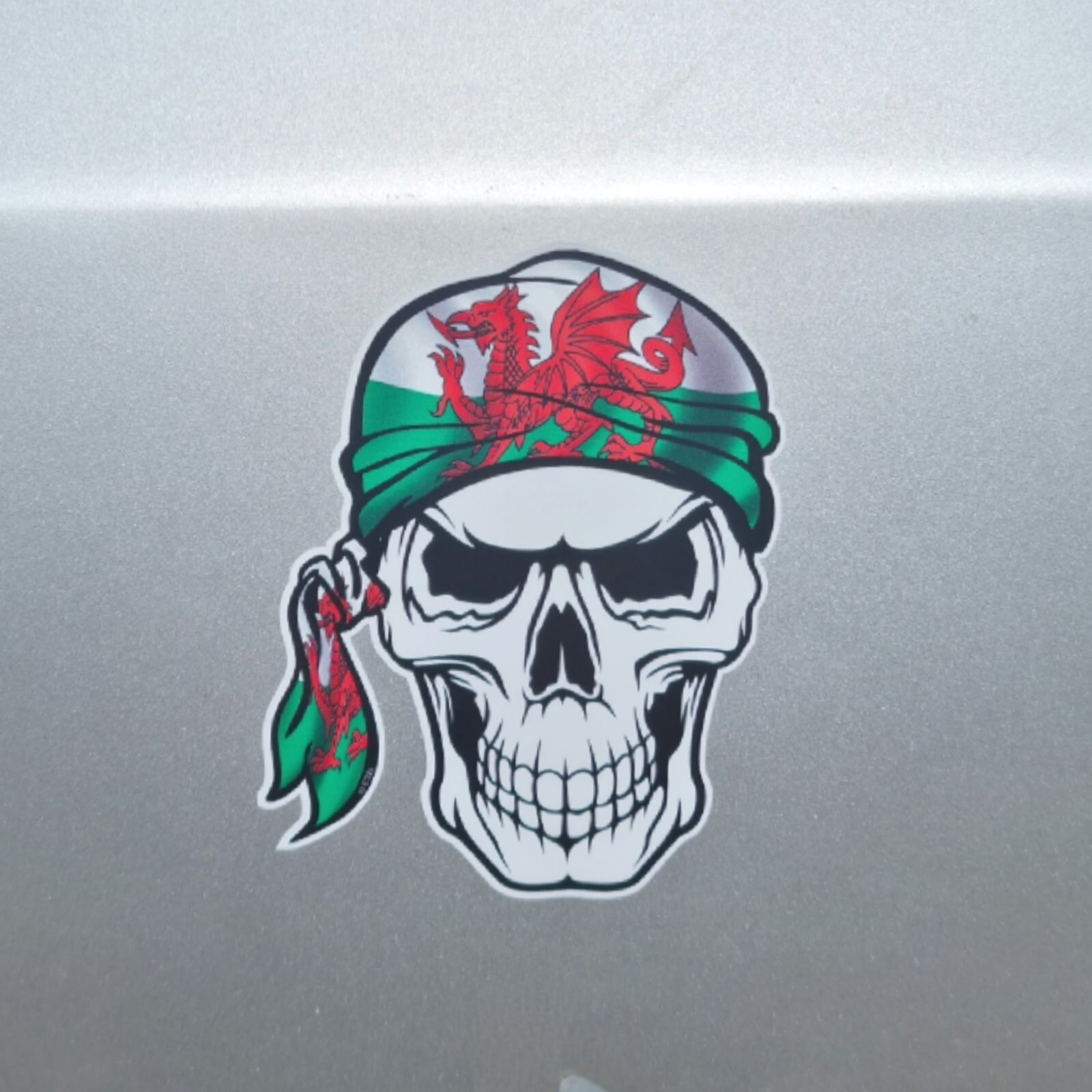 Wales Welsh Flag Head Bandana Biker Skull Vinyl Sticker For Car Van ...